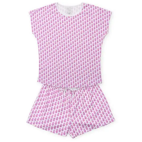 LILA AND HAYES Riley Pajama Short Set - Palm Beach Pineapples