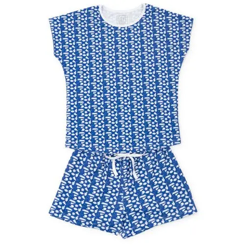 LILA AND HAYES Riley Pajama Short Set - Pep Rally Blue