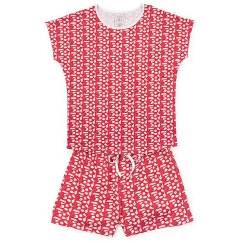 LILA AND HAYES Riley Pajama Short Set - Pep Rally Red