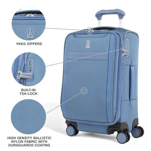 TRAVELPRO Versapack + Lightweight Softside Expandable 21" Carry On Spinner Luggage - Elemental Blue