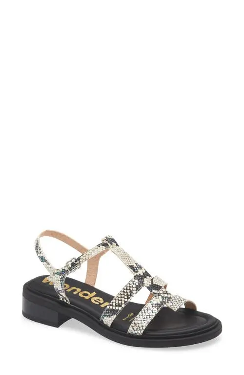 WONDERS Janet Strappy Sandals - Snake Off White
