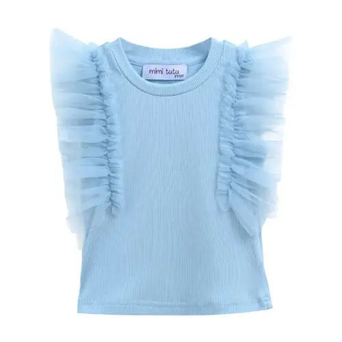 MIMI TUTU Tulle Frill T-shirt - Blue
