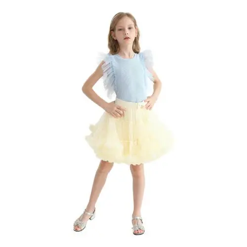 MIMI TUTU Tulle Frill T-shirt - Blue