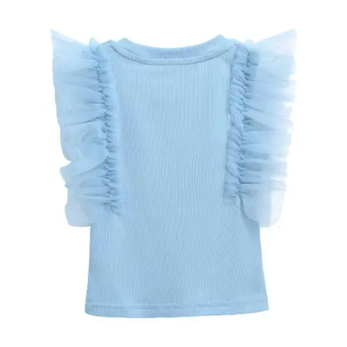 MIMI TUTU Tulle Frill T-shirt - Blue