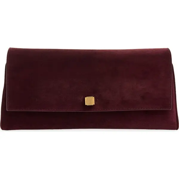Khaite Audrey Suede Clutch - Rouge Noir