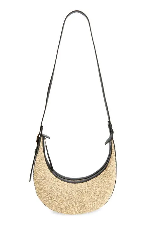 Khaite Small Augustina Crocheted Raffia Hobo Bag - 367 Black/natural