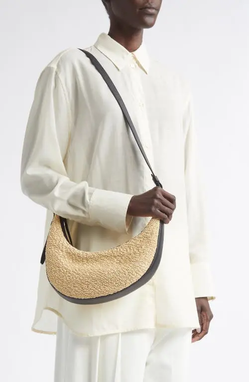 Khaite Small Augustina Crocheted Raffia Hobo Bag - 367 Black/natural