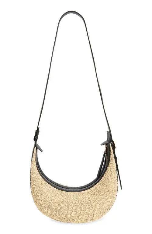 Khaite Small Augustina Crocheted Raffia Hobo Bag - 367 Black/natural