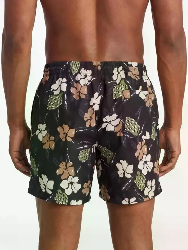 BOSS Floral-print Swim Shorts - Black