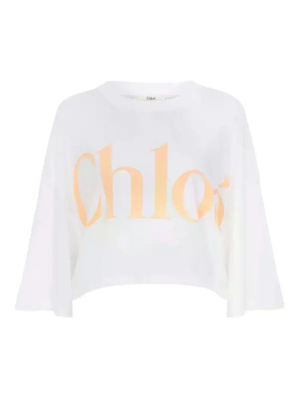 Chloé Cropped Cotton T-shirt - White