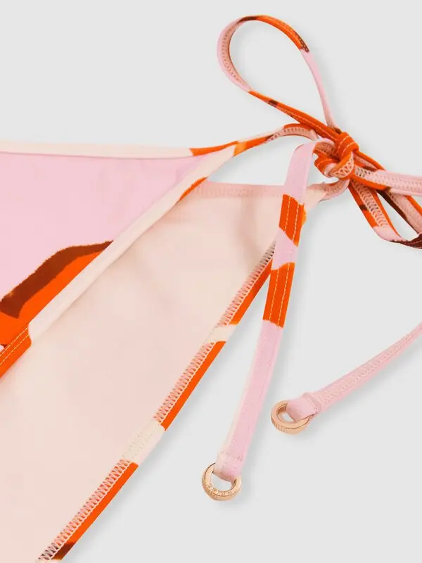 REISS Tina Printed Bikini Bottom - Pink/orange