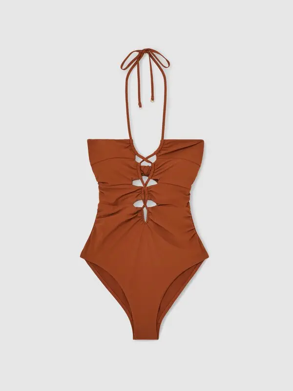 REISS Rosella Ruched Cut-out Swimsuit