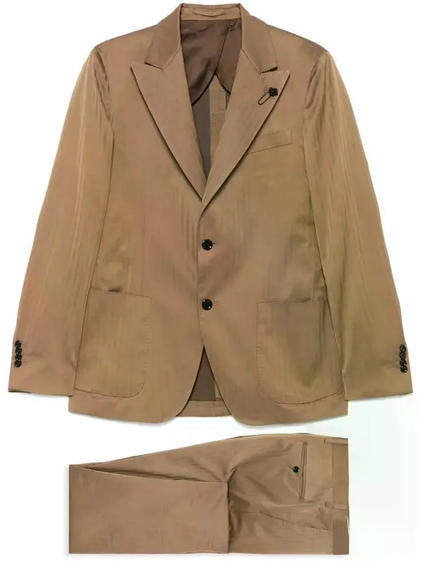 LARDINI Striped Suit - Brown