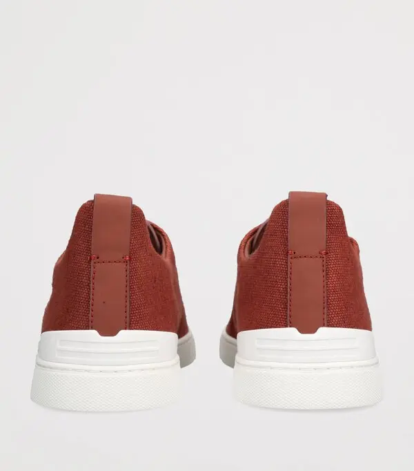 Zegna Triple Stitch Cotton-linen Sneakers - Red