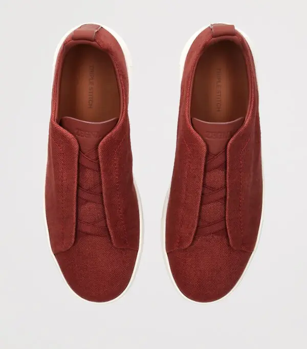 Zegna Triple Stitch Cotton-linen Sneakers - Red
