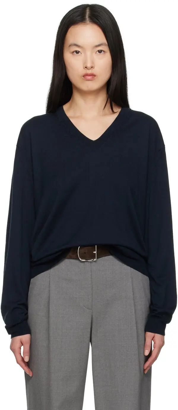 トップス AURALEE PRODUCT DYED WOOL KNIT V-NECK 34923919~navy_1741831581422_0.webp