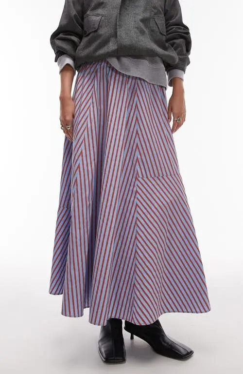 Topshop Multidirectional Stripe Full Maxi Skirt