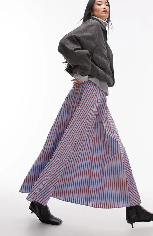 Topshop Multidirectional Stripe Full Maxi Skirt