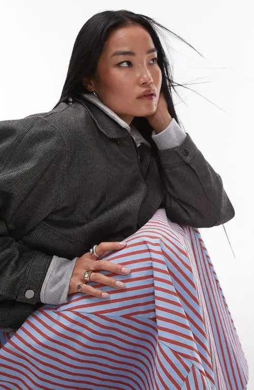 Topshop Multidirectional Stripe Full Maxi Skirt