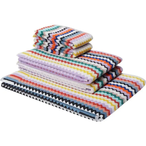 Missoni Riverbero 5-piece Bath Towel Set In Cotton Terry With Zigzag Pattern - Multicoloured