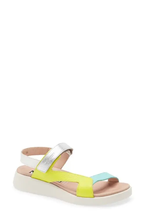 WONDERS Colorblock Leather Sandal - Cyber/ Sea/ Platinum
