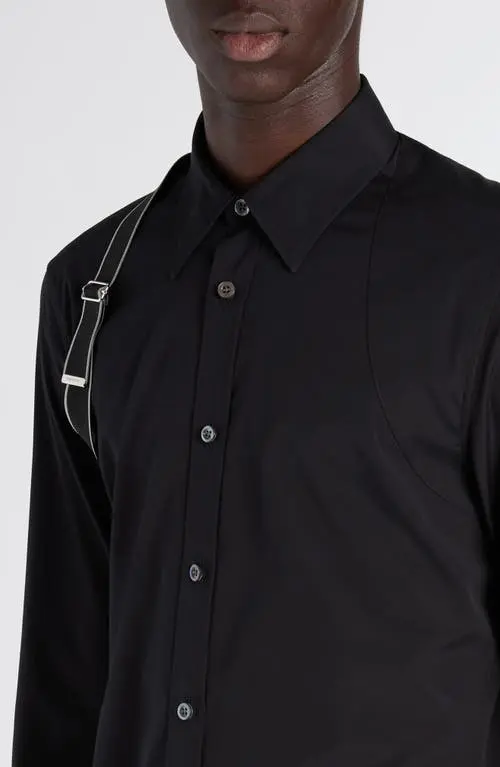 Alexander McQueen Logo Tape Harness Stretch Cotton Button-up Shirt - Black Silver