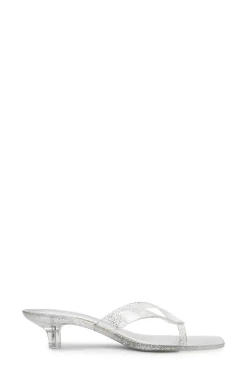 Steve Madden Tracie Kitten Heel Flip Flop - Silver Glitter