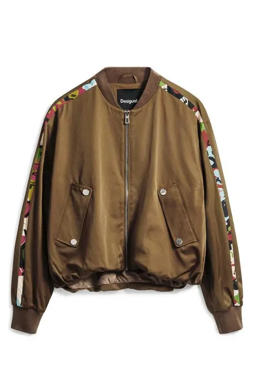 Desigual Contrast Sleeve Stripe Bomber Jacket