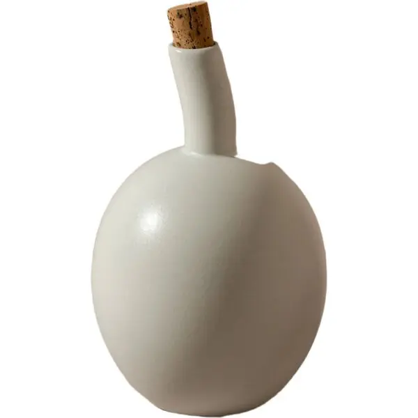 GHARYAN STONEWARE Stoneware Olive Oil Dispenser | Zitouna 34 Oz - White