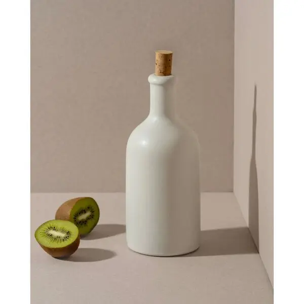 GHARYAN STONEWARE Stoneware Olive Oil Dispenser | Jazz 21 Oz - White