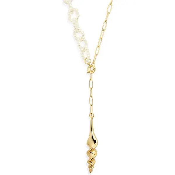 Lele Sadoughi Turritella Faux Pearl Y-necklace - Gold