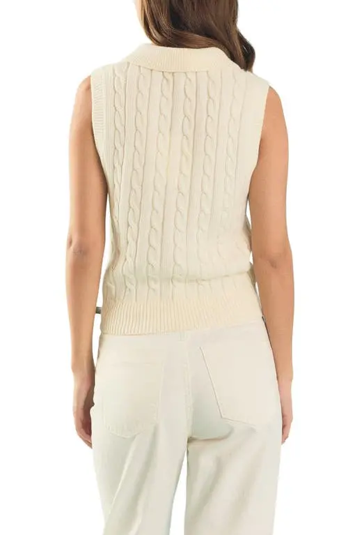 Endless Rose Sleeveless Cable Knit Polo Sweater