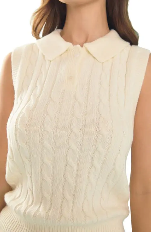 Endless Rose Sleeveless Cable Knit Polo Sweater