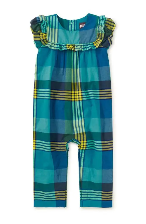 TEA COLLECTION Woven Ruffle Romper - Amazonian Plaid