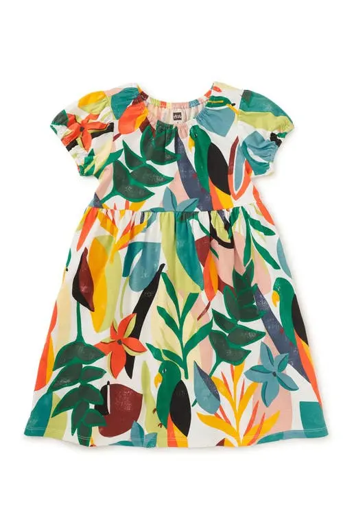 TEA COLLECTION Puff Sleeve Empire Dress - Parakeet Tropicalia
