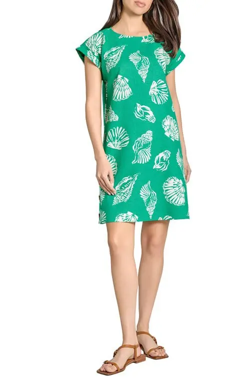 Jones New York Shell Print Linen-blend Dress - Kelly Multi