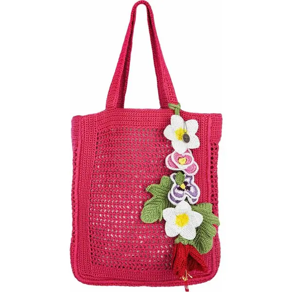 THE SAK Lanie Market Hand Crochet Tote Bag - Magenta Flower