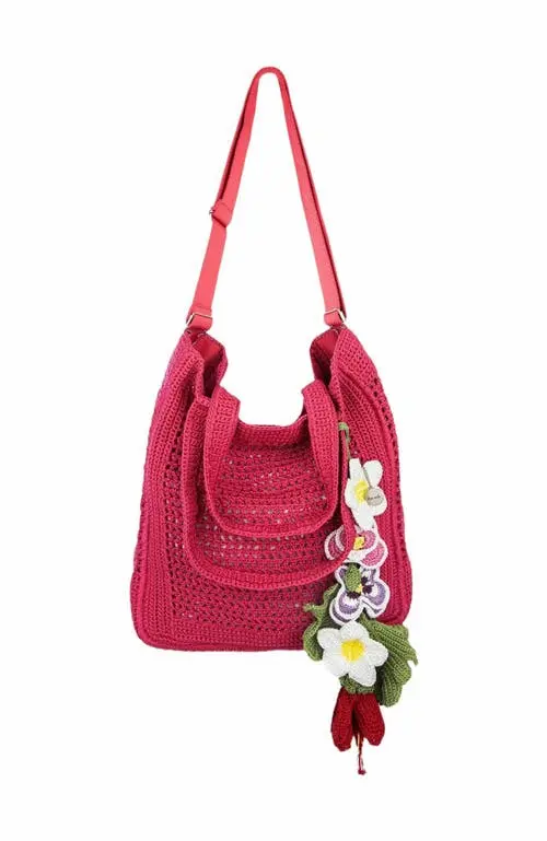 THE SAK Lanie Market Hand Crochet Tote Bag - Magenta Flower