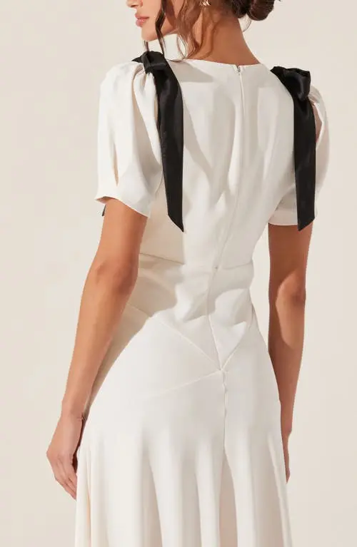 ciela dress in cream Ciela Bow Puff Sleeve Dress