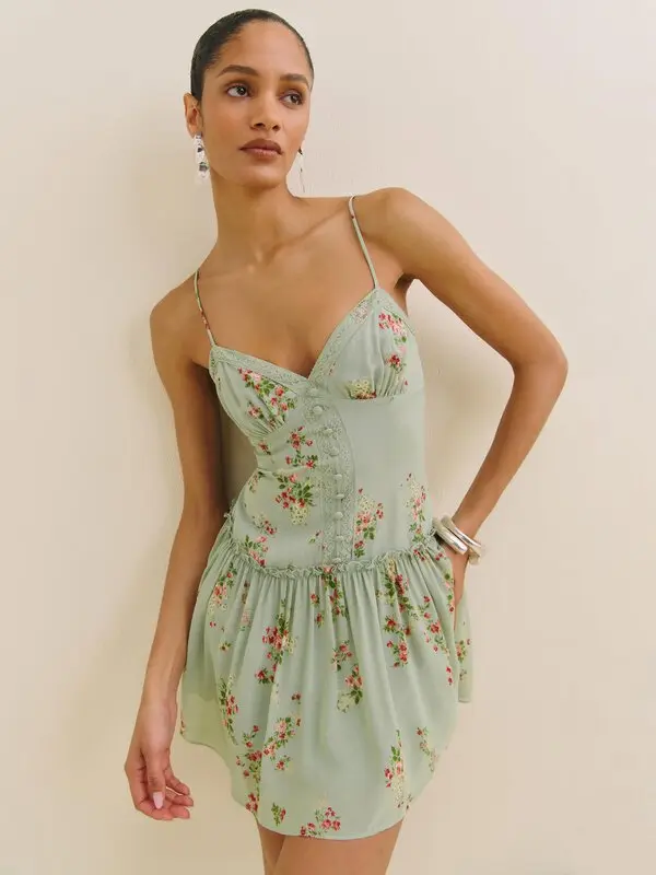 REFORMATION Citrus Mini Dress - Green