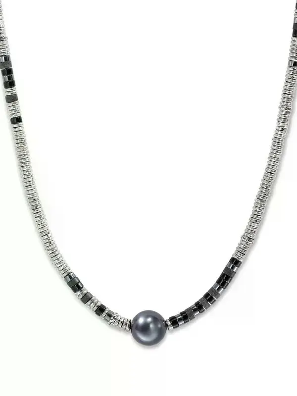 John Hardy Sterling- Heishi Onyx And Pearl Necklace - Silver