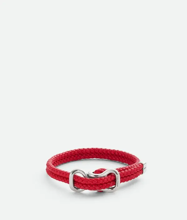 BOTTEGA  VENETA Bottega Veneta Braided Leather Bracelet - Redstone