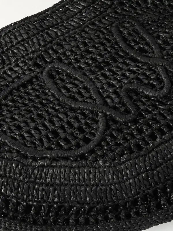 Chloé Leather-trimmed Embroidered Raffia Tote - Black