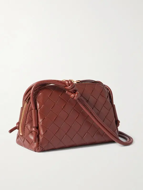 Bottega Veneta Concert Pouch Intrecciato Leather Shoulder Bag