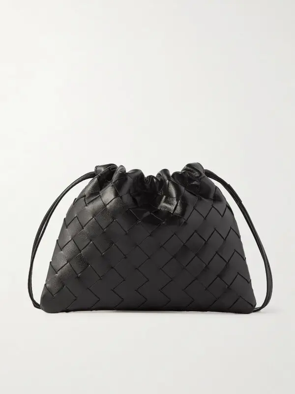 Bottega Veneta Mini Intrecciato Leather Pouch - Black