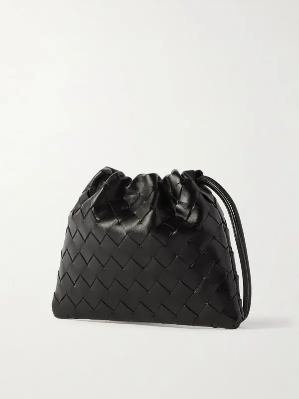 Bottega Veneta Mini Intrecciato Leather Pouch - Black