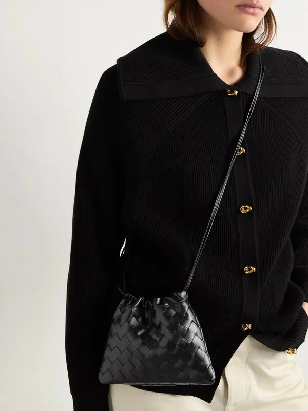 Bottega Veneta Mini Intrecciato Leather Pouch - Black