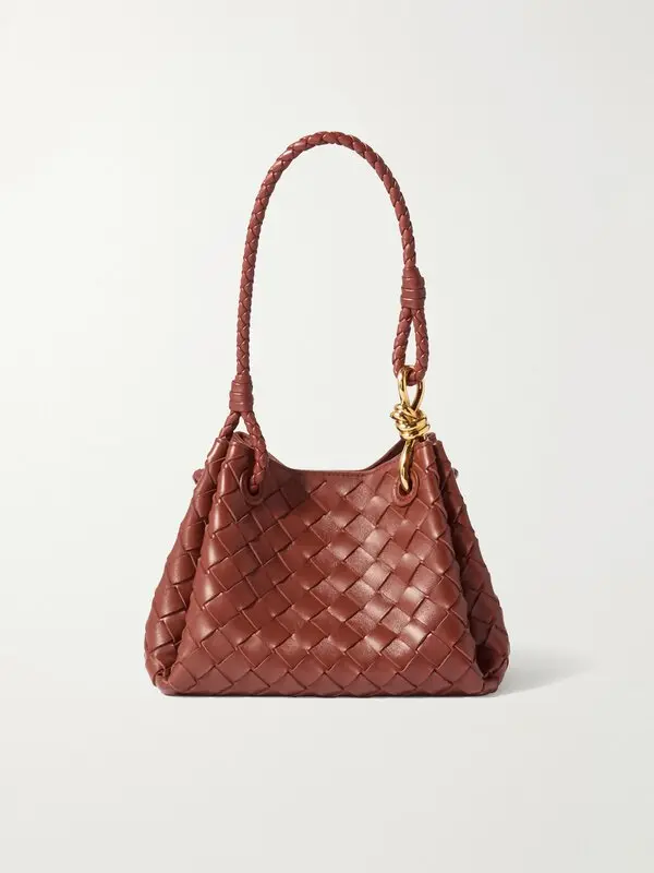 Bottega Veneta Parachute Small Intrecciato Leather Shoulder Bag - Red