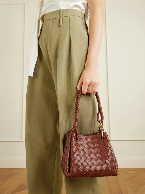 Bottega Veneta Parachute Small Intrecciato Leather Shoulder Bag - Red