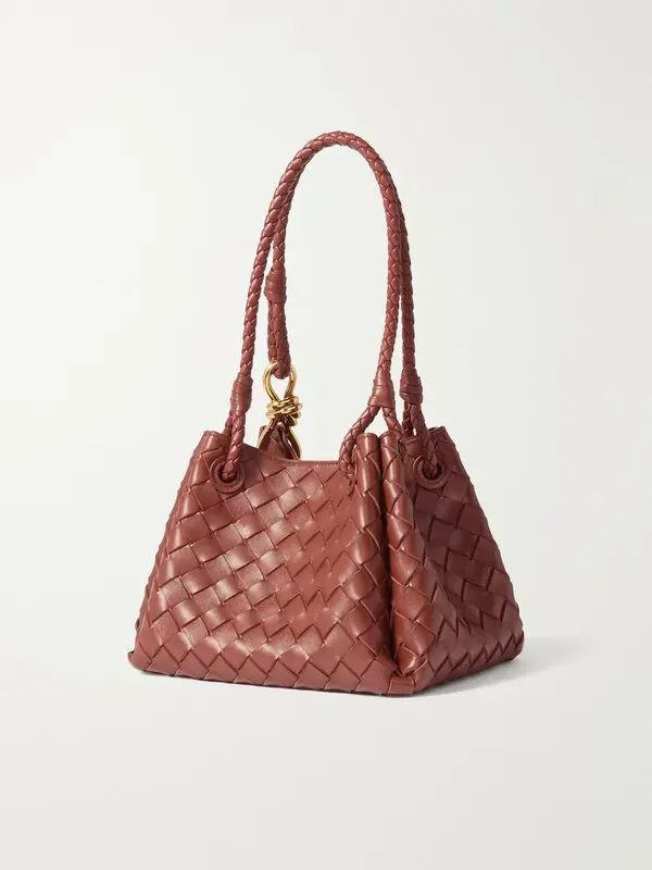 Bottega Veneta Parachute Small Intrecciato Leather Shoulder Bag - Red